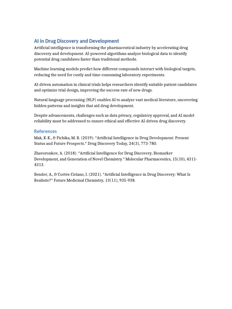 AI in Drug Discovery and Development | PDF
