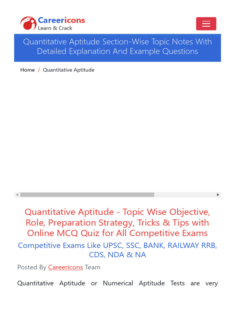 Careericons Com Short Notes Quantitative Aptitude 3 ... | PDF ...