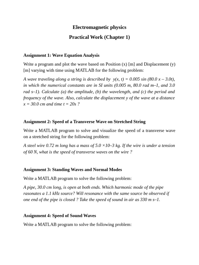 Practical Work (Chapter 1) | PDF | Waves | Resonance