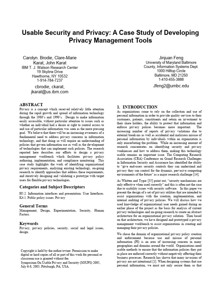 A Case Study PrivacyAndSecurityp p35 Brodie | PDF | Privacy | Usability
