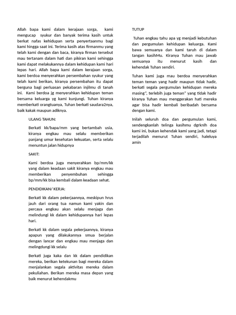 Allah Bapa Kami Dalam Kerajaan Sorga | PDF