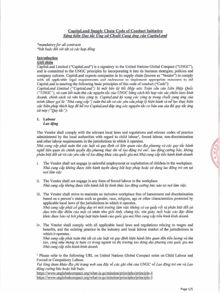 CMH. Supplier Chain of Conduct | PDF