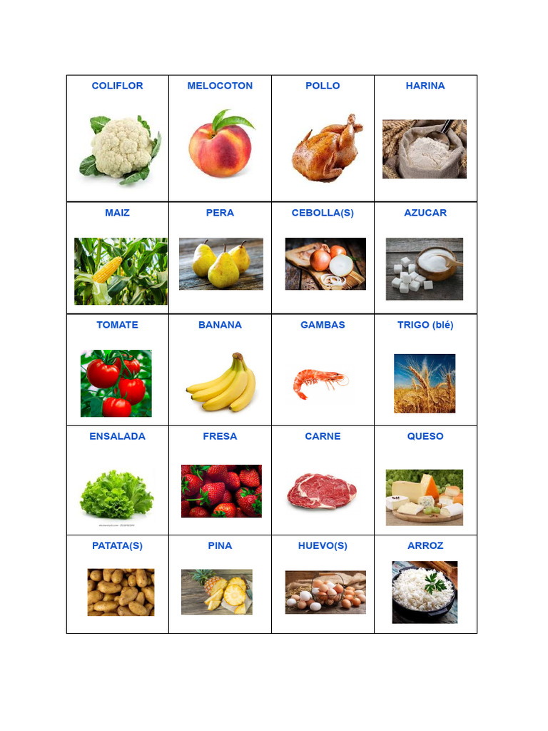 Vocabulario de frutas y verduras en español | PDF