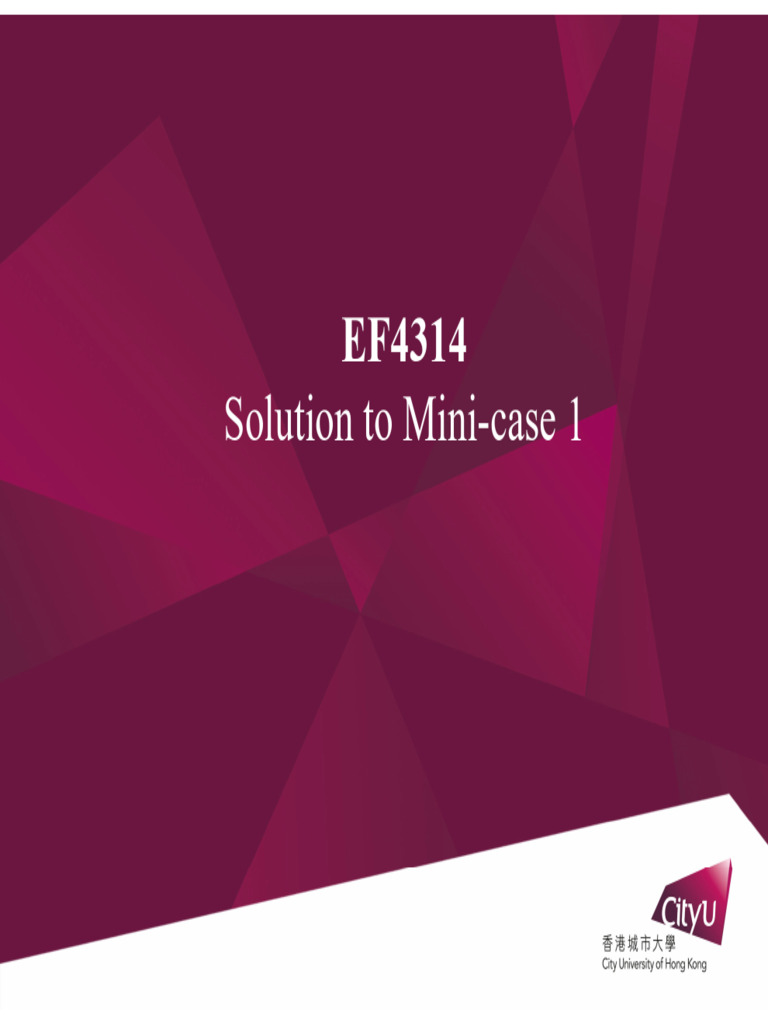 Solution To Mini-Case 1 | PDF | Valuation (Finance) | Book Value