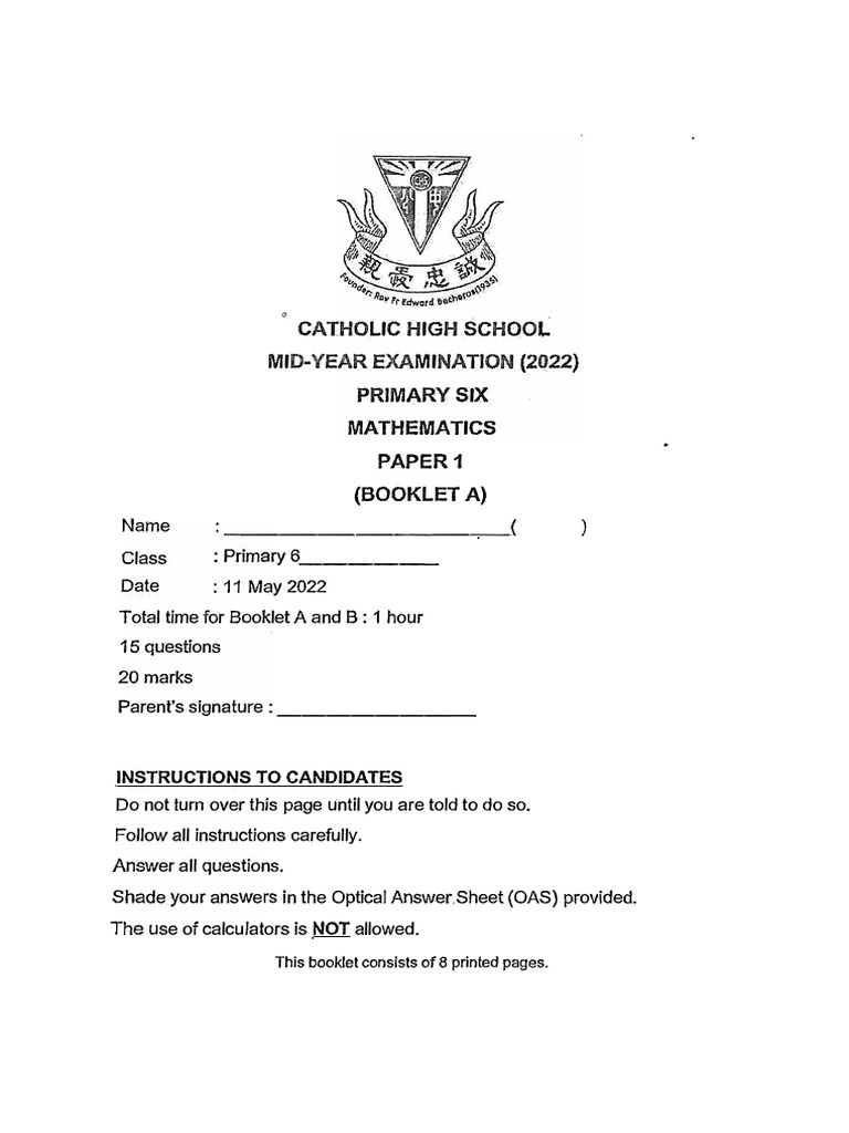 Primary 6 Math Exam Paper 2022 | PDF