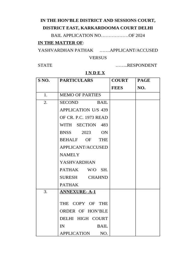 Second Bail Application for Yashvardhan Pathak | PDF | Bail | Judiciaries