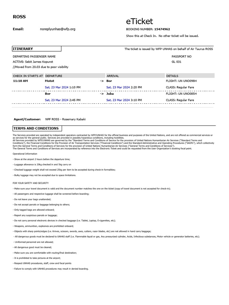Sebit Eticket WFP15474962 | PDF | Baggage