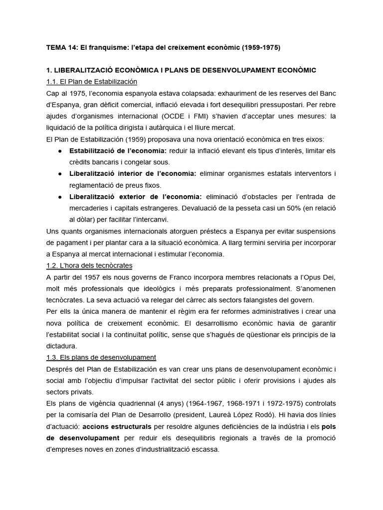 T14 - El Franquisme | PDF