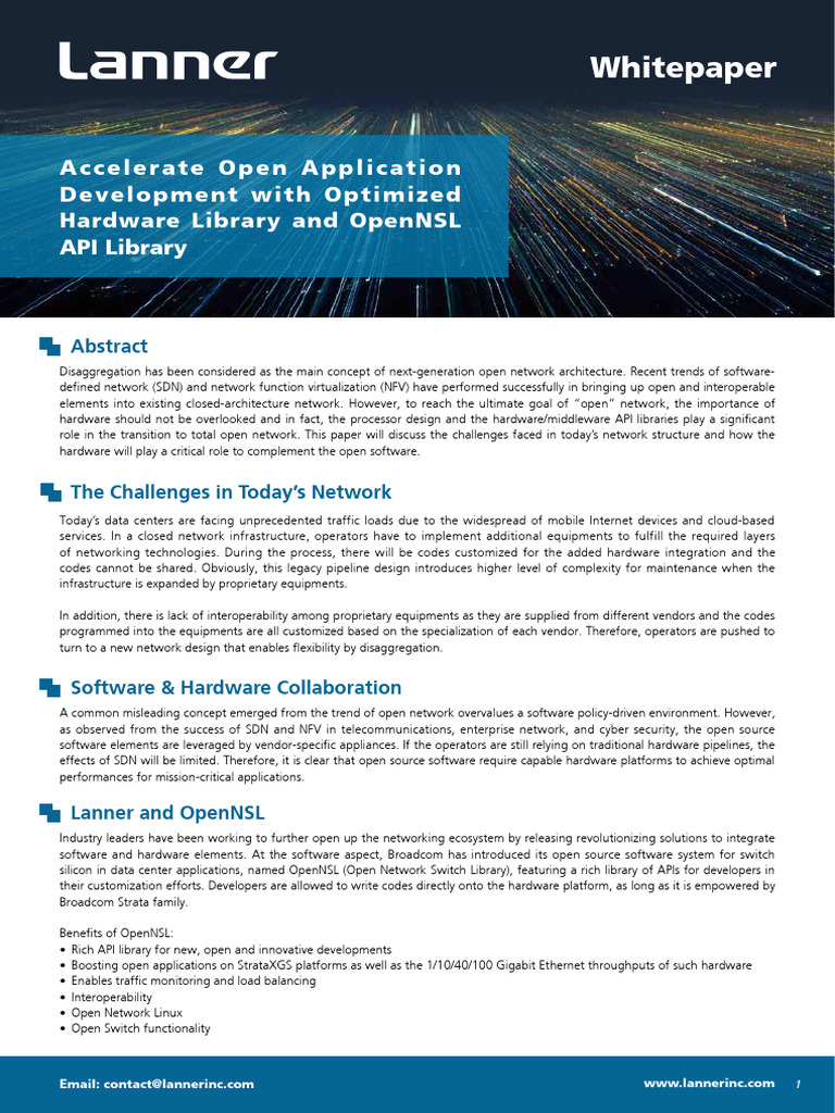OpenNSL_white paper | PDF | Computer Network | Computer Hardware