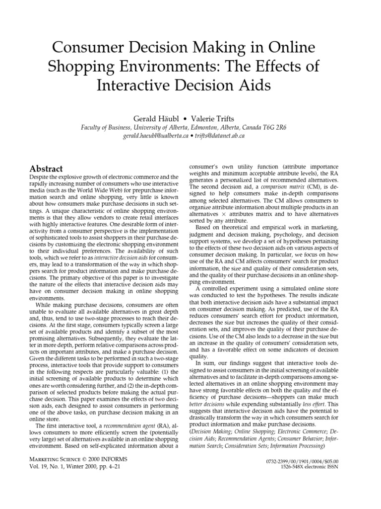 Consumer Decision Making in Online Shopp | PDF | Online Shopping ...