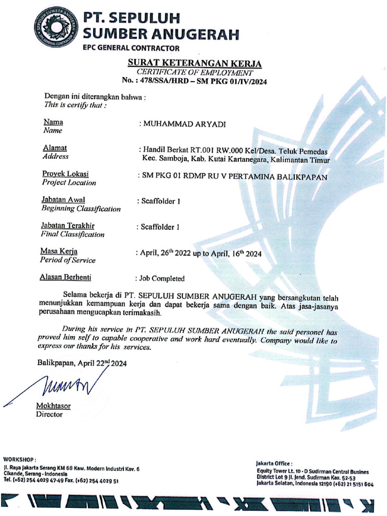 CV Muhammad Aryadi | PDF
