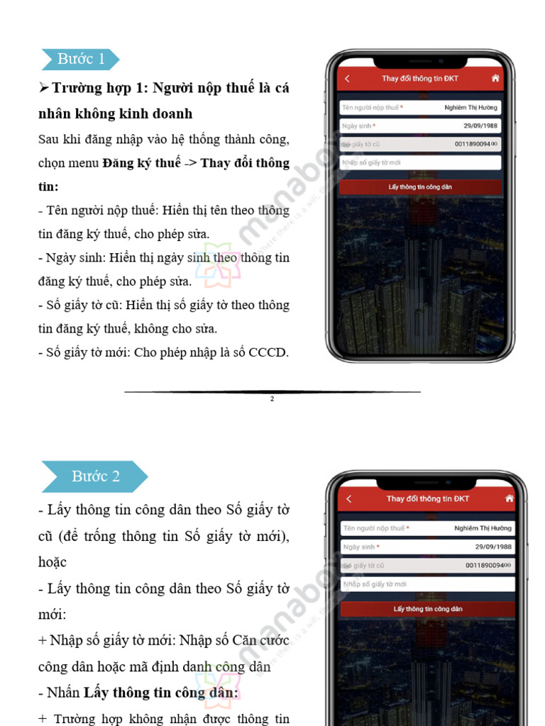 Hướng Dẫn Thay Đổi Thông Tin Đăng Ký Thuế Trên Etax Mobile | PDF