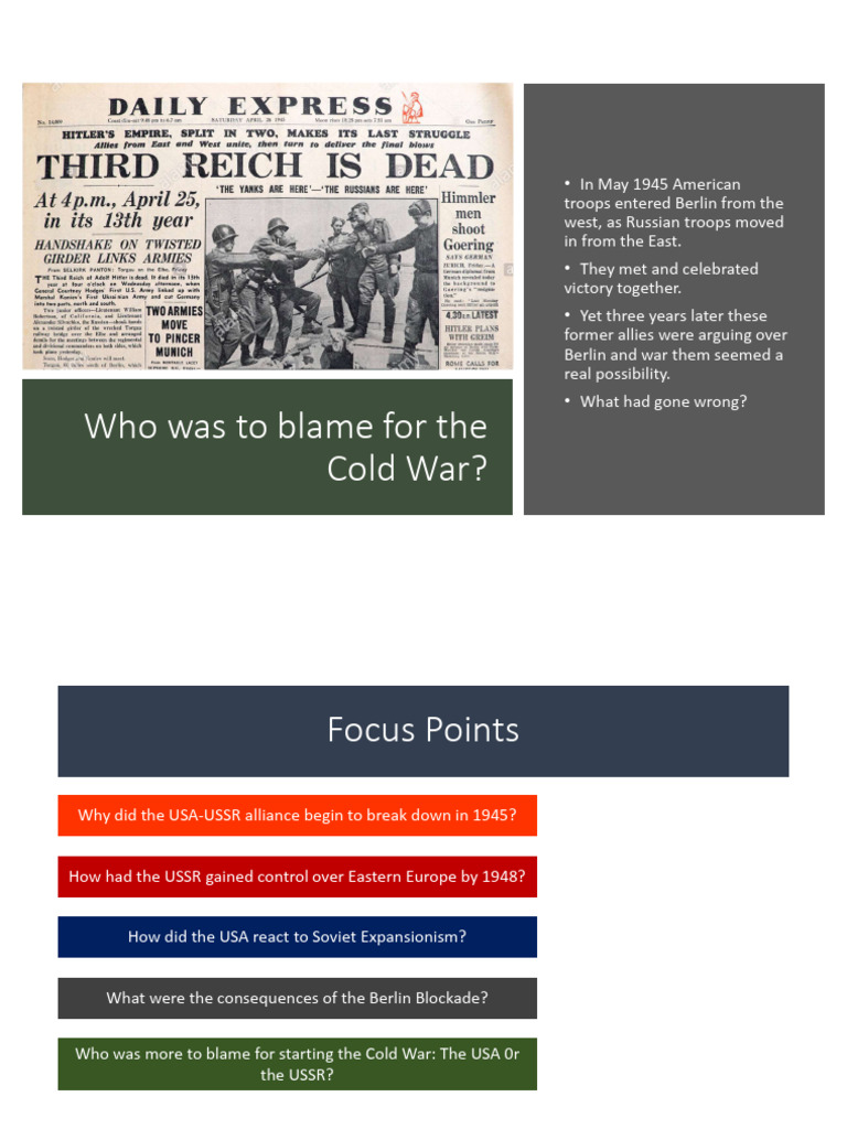Blame for the Cold War: USA vs USSR | PDF | Joseph Stalin | Allies Of World War II