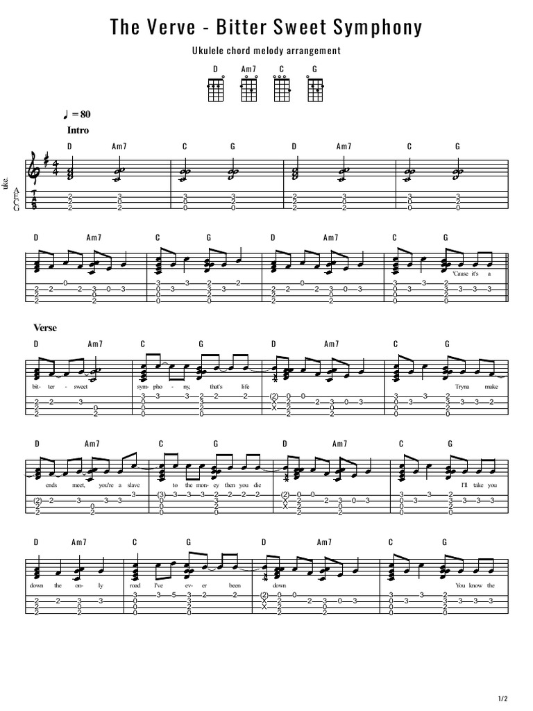 Bitter Sweet Symphony Ukulele Chords | PDF