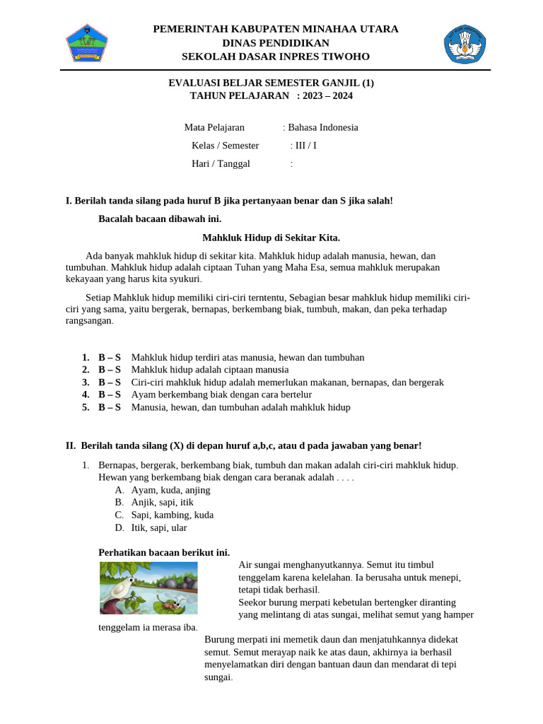 Soal Bhs Indonesia Ibu Sonya | PDF