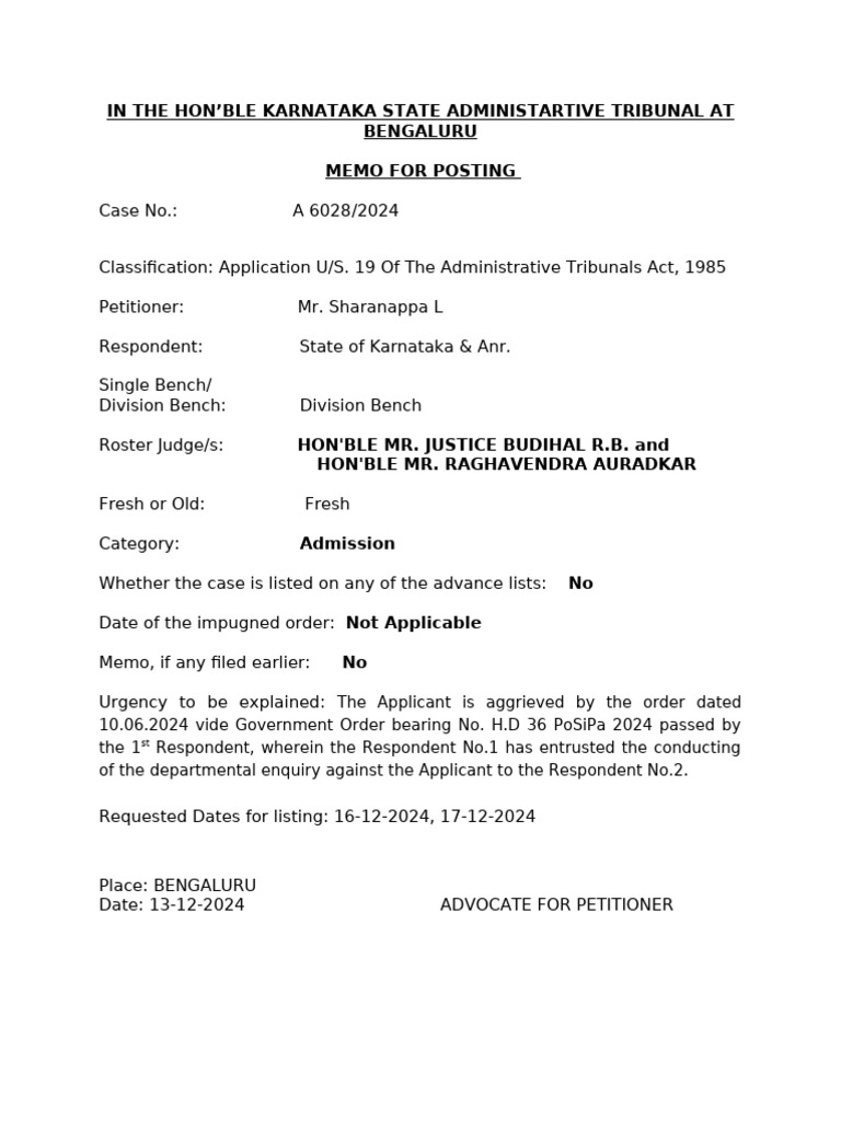 Memo For Posting - Sharanapa | PDF