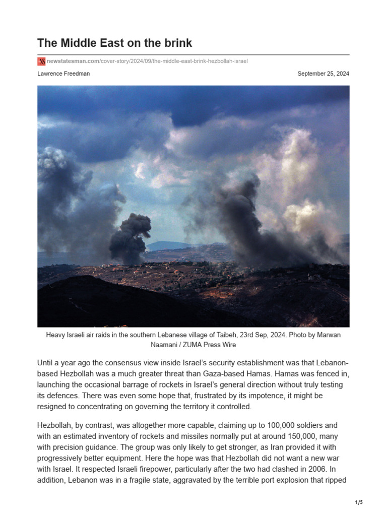 The Middle East On The Brink | PDF | Hezbollah | Hamas