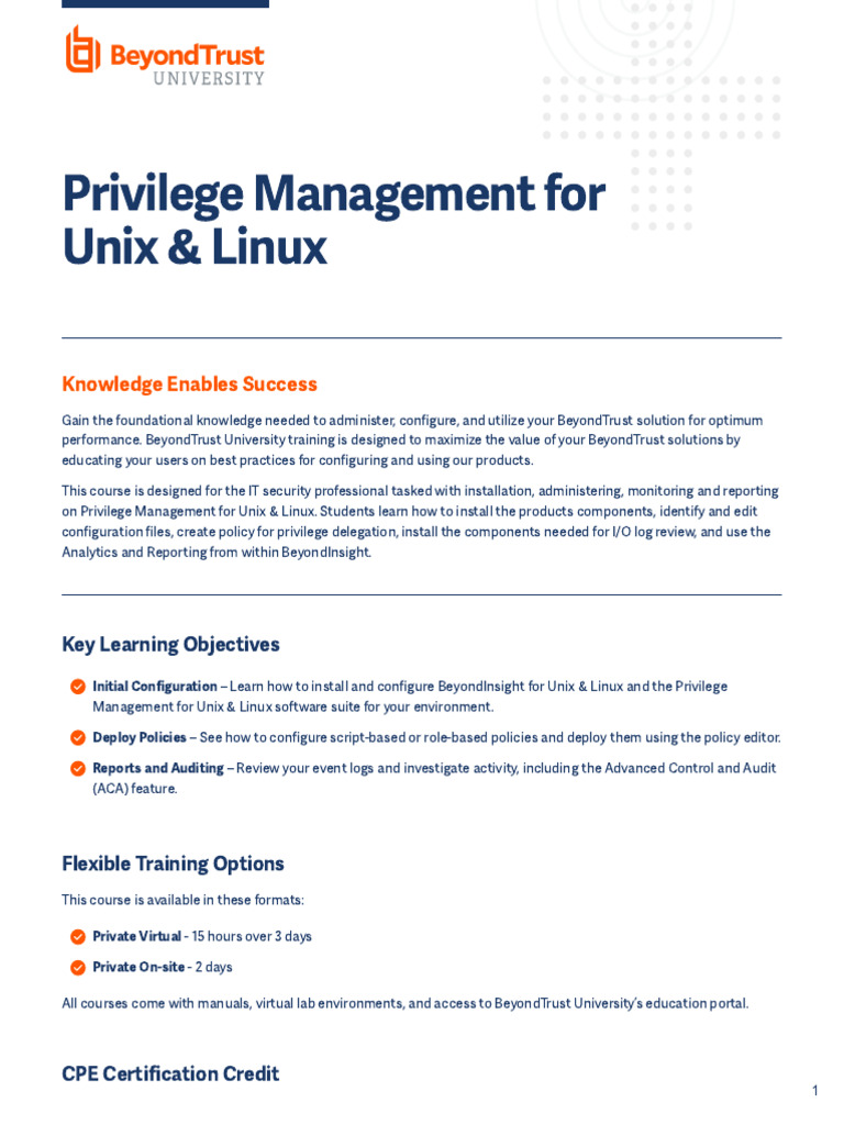 Beyondtrust PAM Unix:Linux | PDF | Linux | Unix