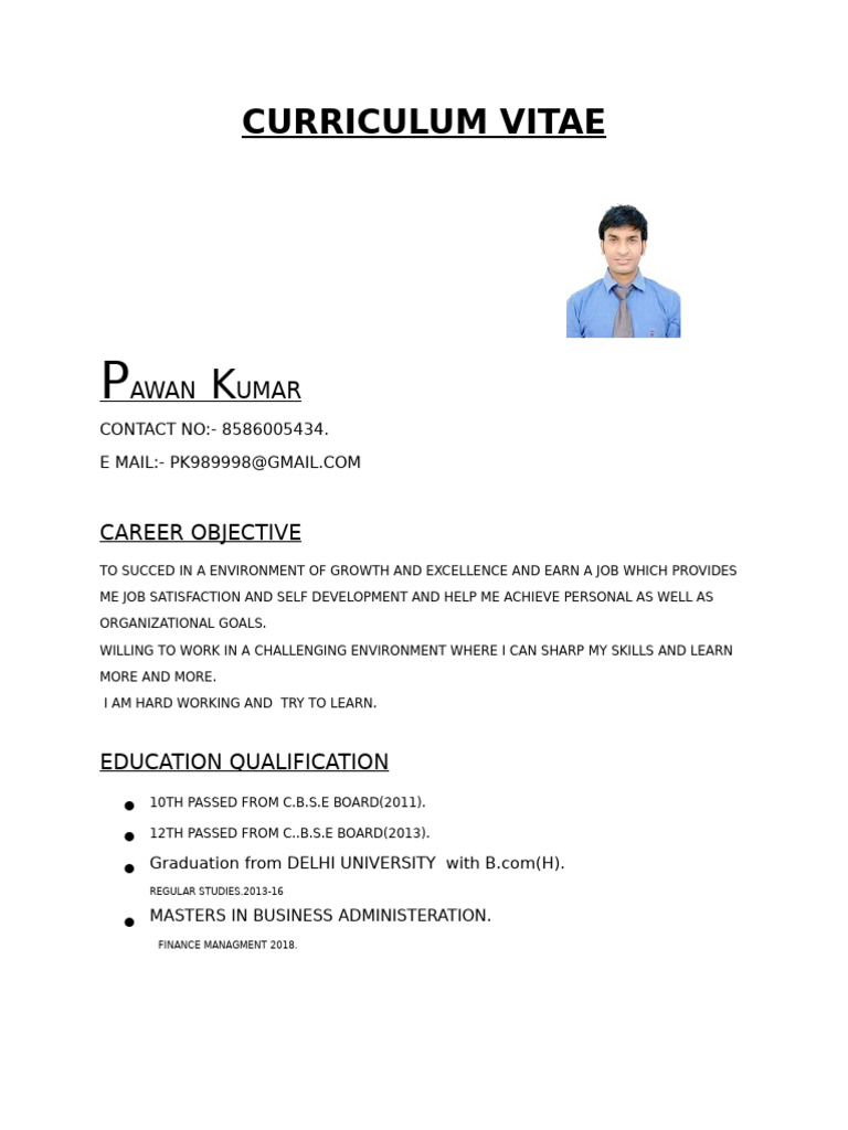 Pawan Kumar's Professional CV | PDF