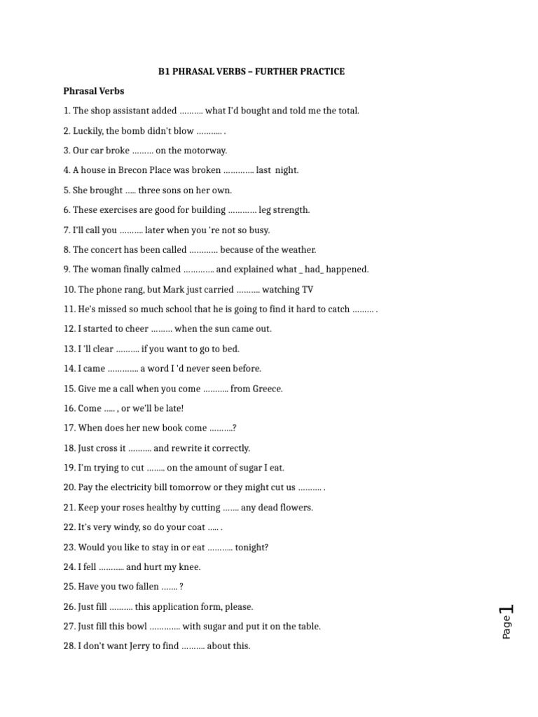 Phrasal Verbs Practice Exercises | PDF