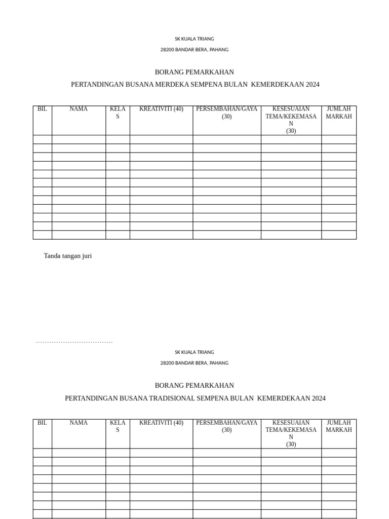 Pertandingan Busana Merdeka 2024 | PDF