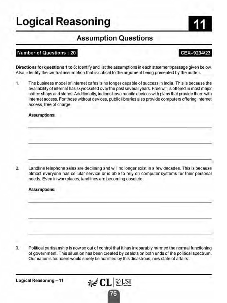 Assumptions Questions - 1 | PDF