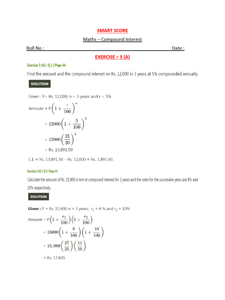 Maths - Compound Interest | PDF