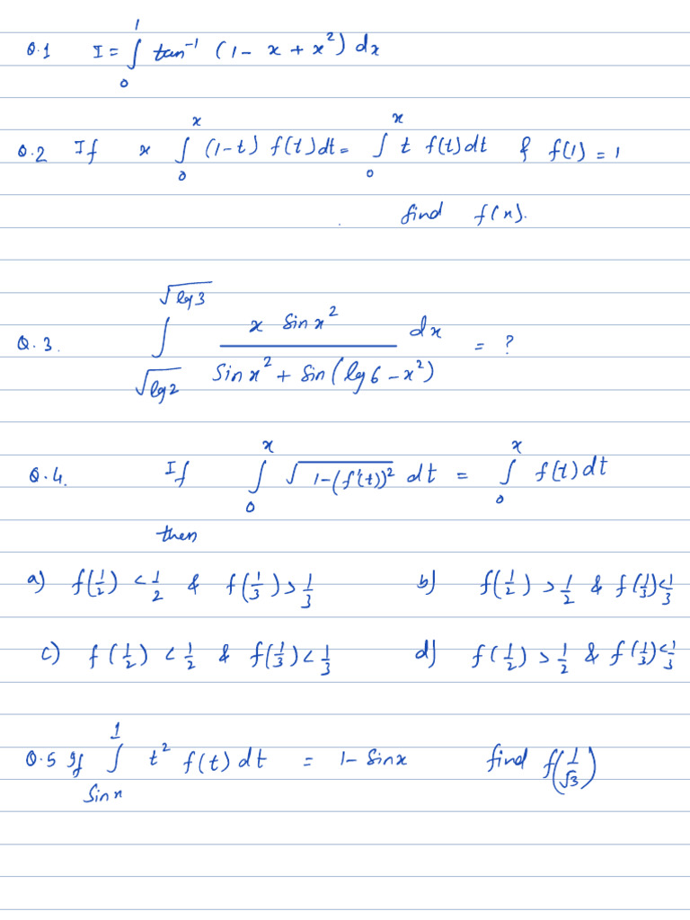 Problems For Practice Definite Integration | PDF
