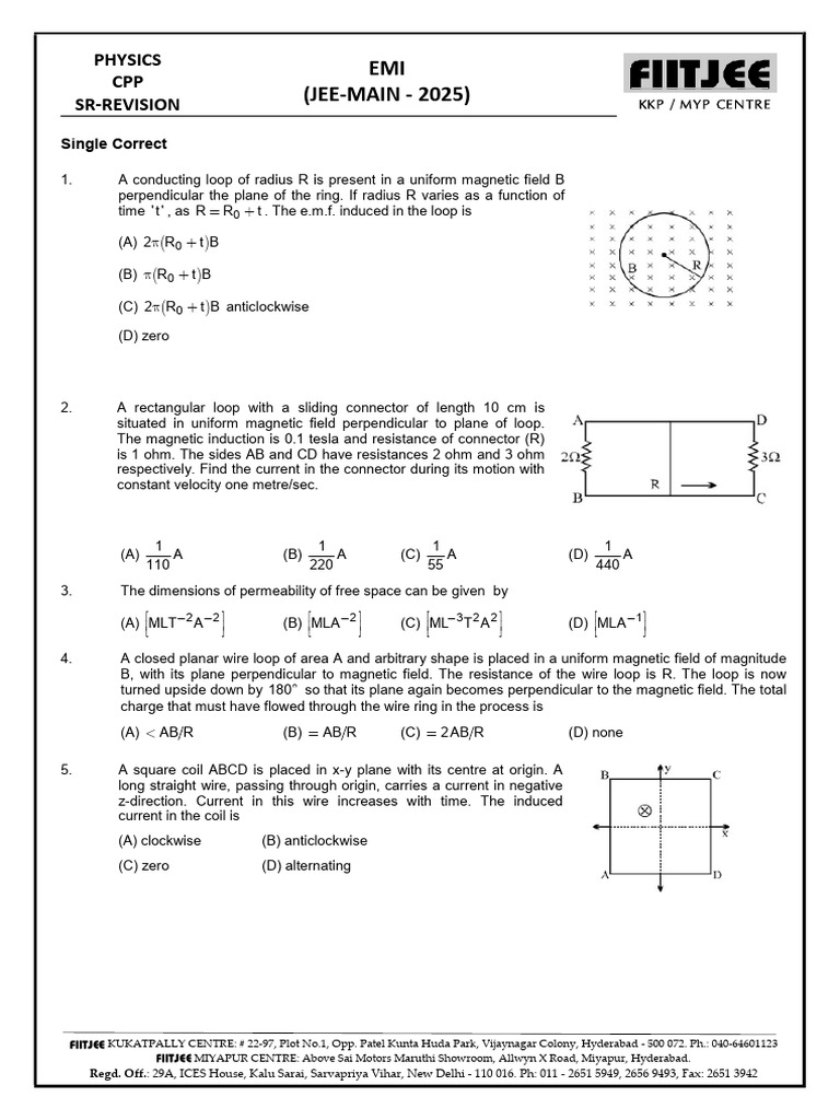 SR Physics Revision - EMI - Mains CPP | PDF | Inductor | Inductance