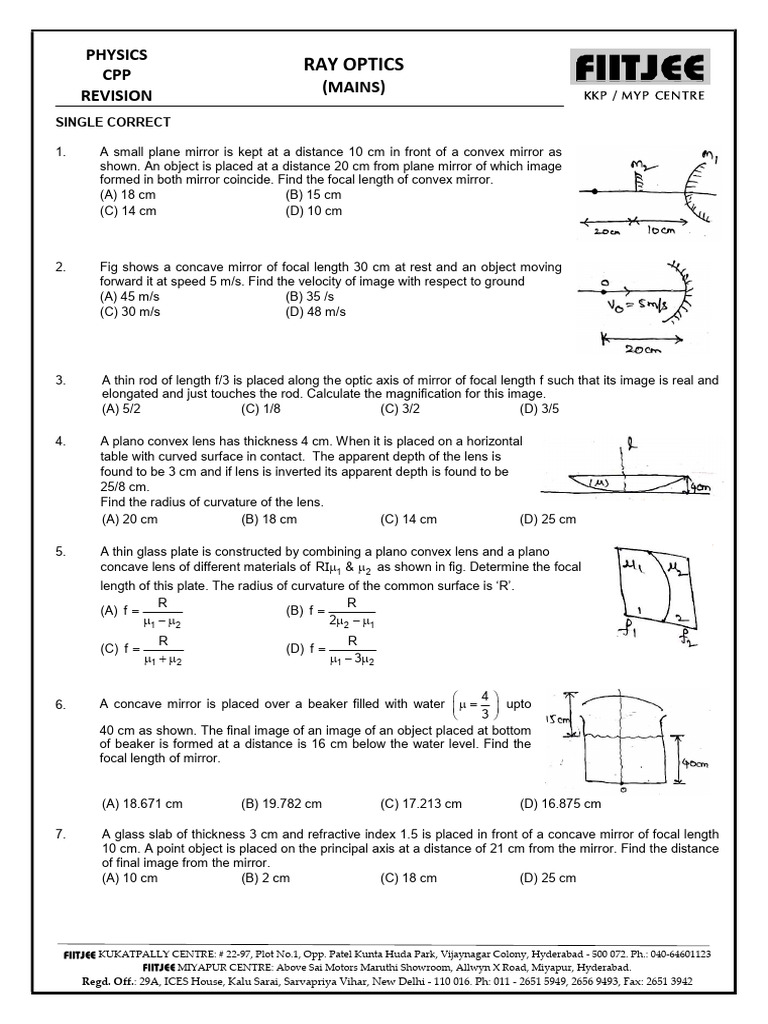 SR Physics Revision RAY OPTICS Mains CPP | PDF | Mirror | Electrodynamics
