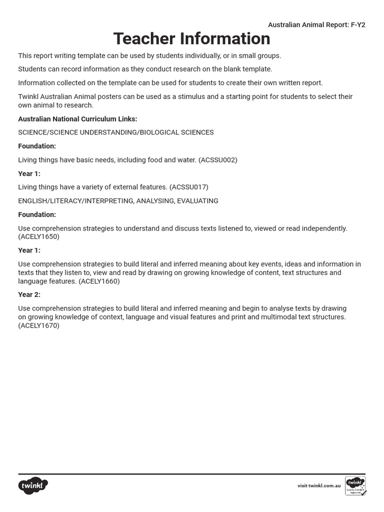 Au T 3699 Animal Information Report Template - Ver - 1 | PDF