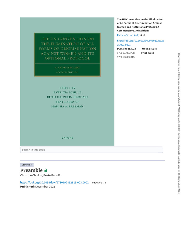 CEDAW Preamble Analysis and Insights | PDF | Human Rights | Treaty