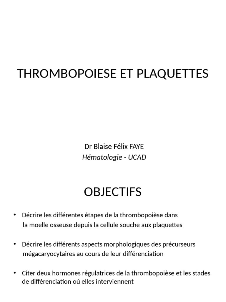 Thrombopoiese Et Plaquettes-1 | PDF | Thrombocyte | Hématopoïèse