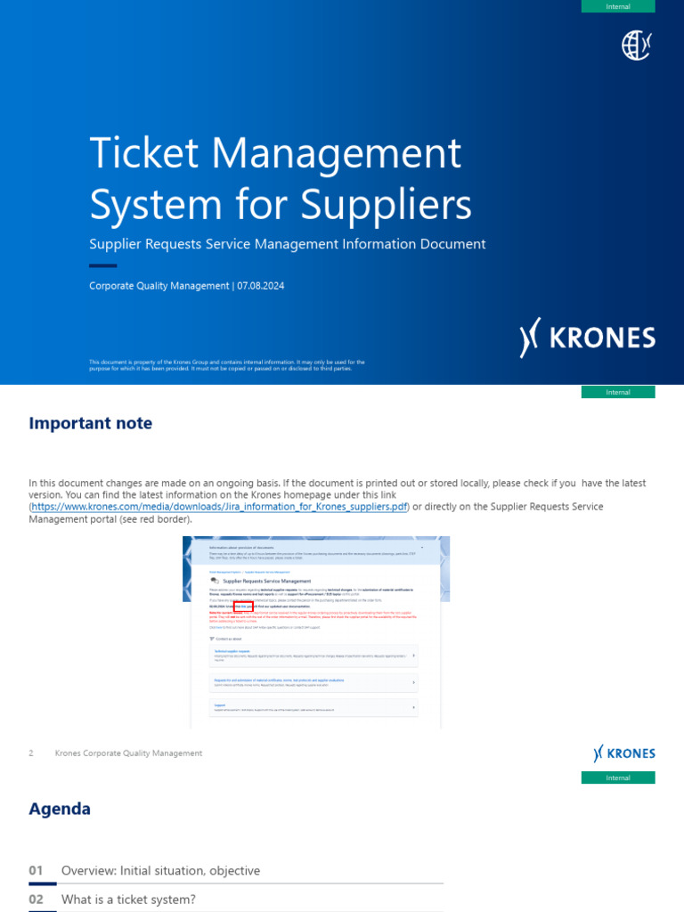Krones Supplier Ticket System Guide | PDF | Specification (Technical ...