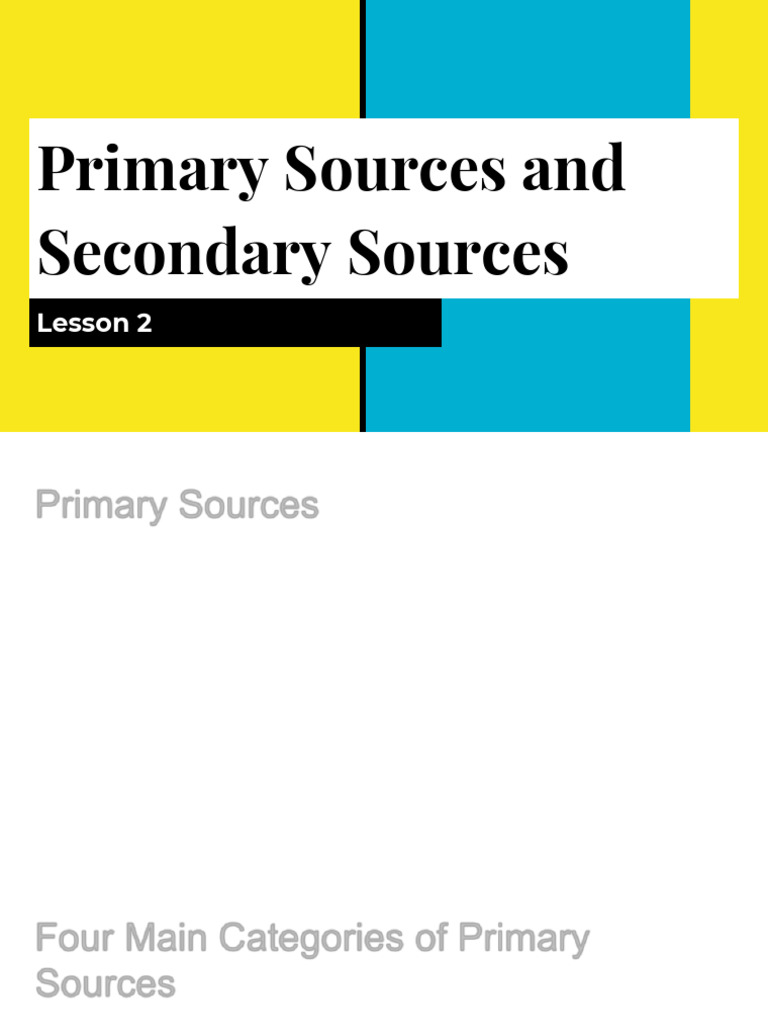 Primary Sources and Secondary Sources | PDF | Primary Sources | Books