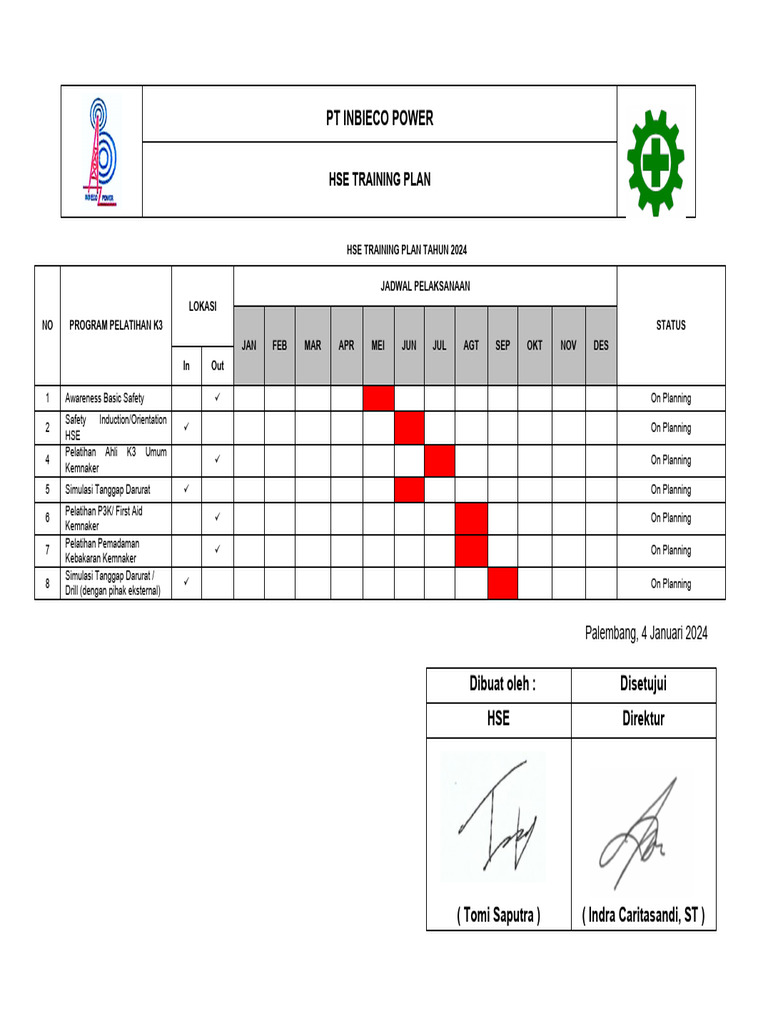 3.e HSE Matriks Training Plan | PDF
