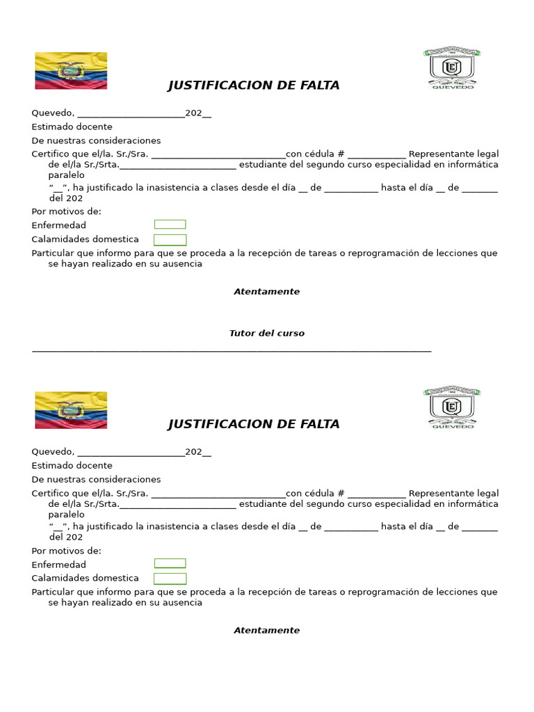 JUSTIFICACION DE FALTA 2 (1) | PDF