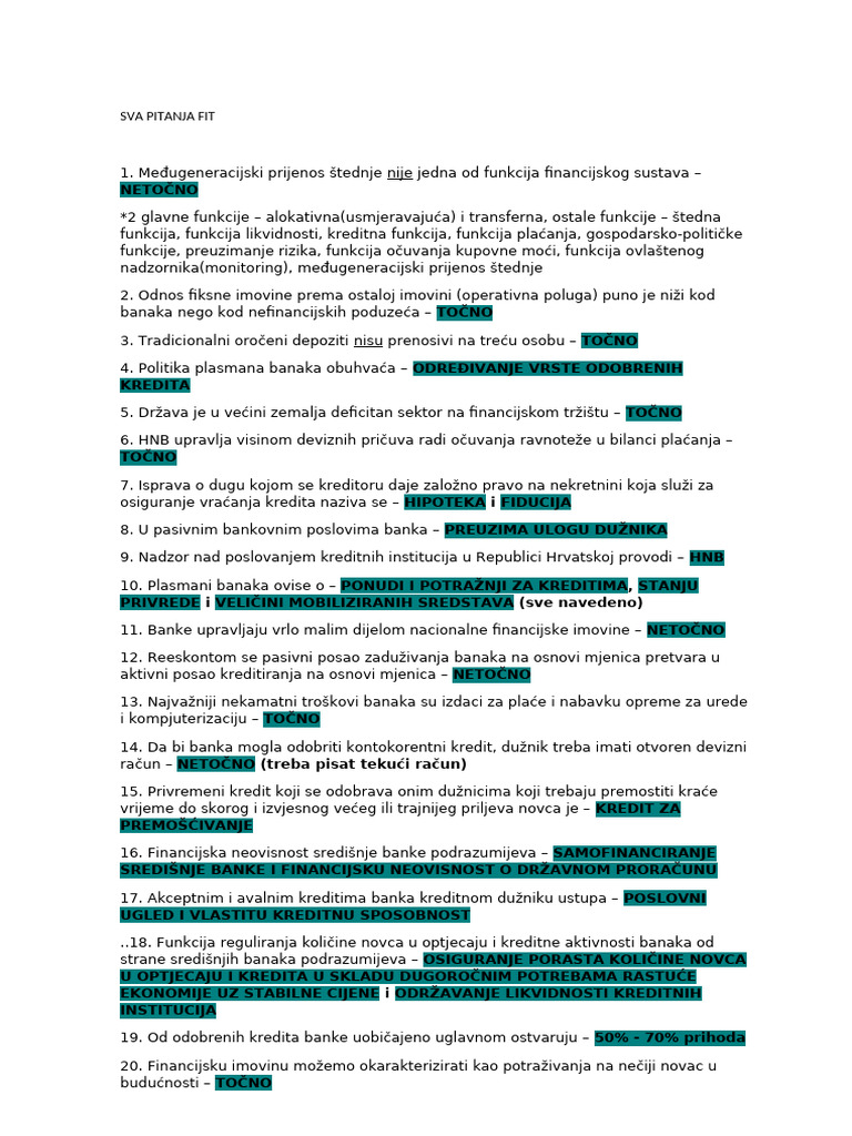 Sva Pitanja Fit | PDF