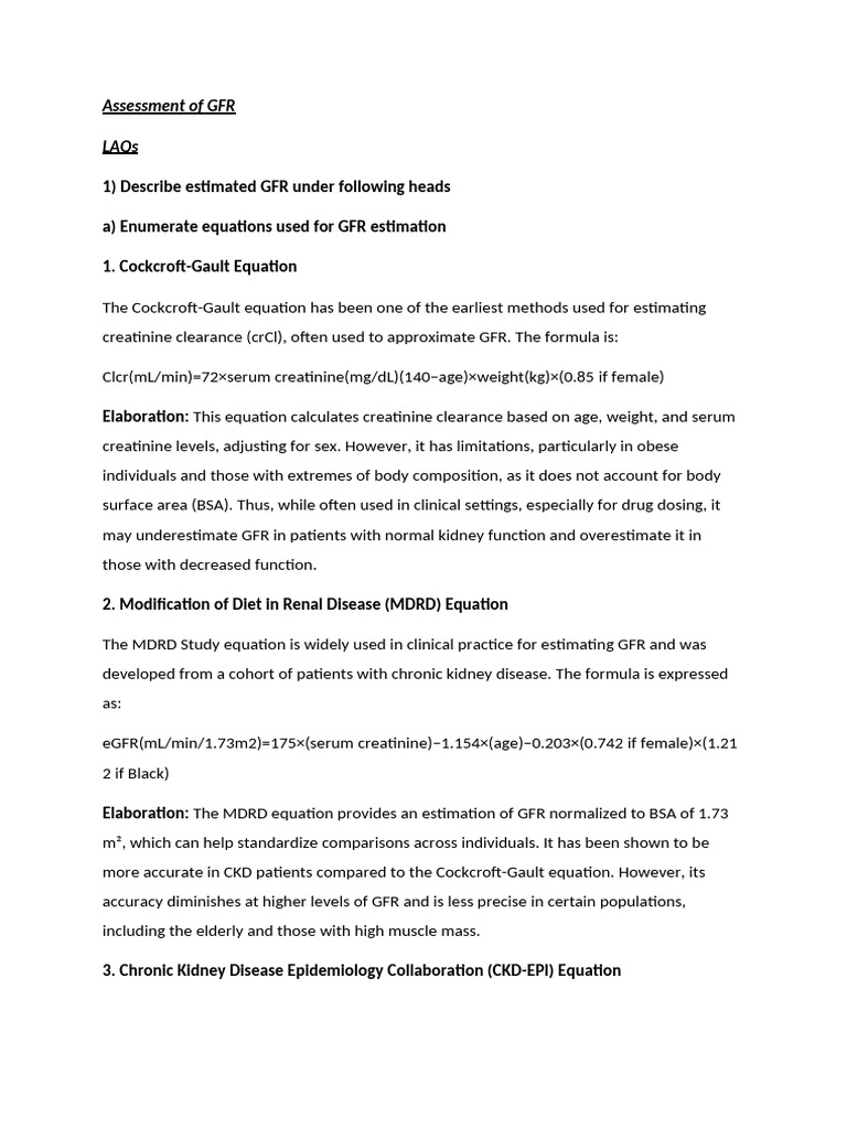 Assessment of GRF Nepho Template Answers | PDF | Creatinine | Clinical ...