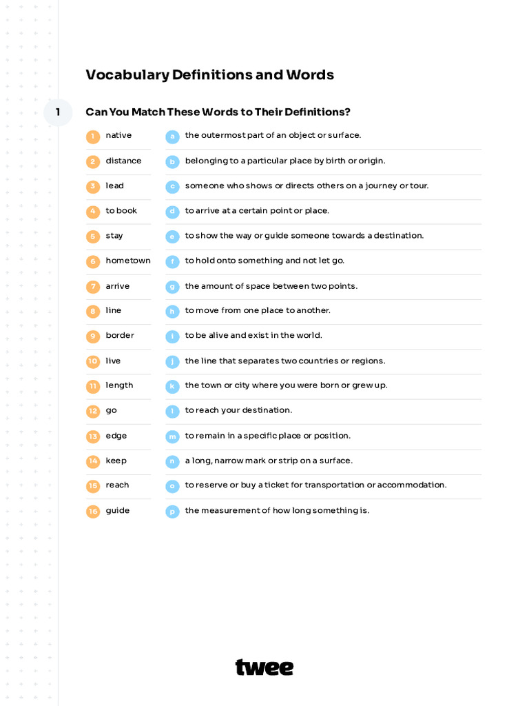 Twee - Vocabulary Definitions and Words | PDF
