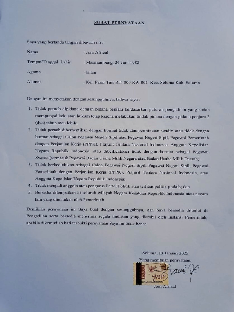 Pernyataan Joni | PDF