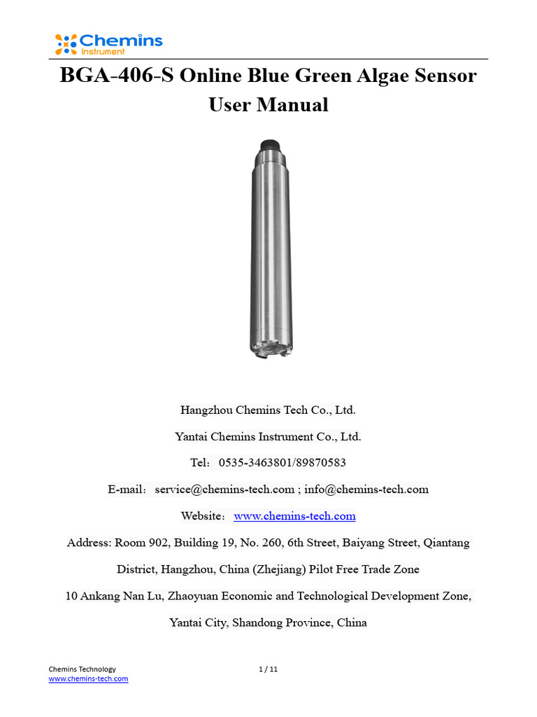 BGA-406-S Online Blue Green Algae Sensor | PDF | Absorption ...