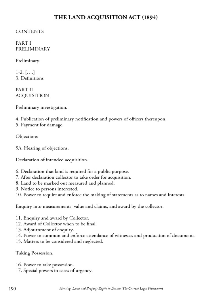 THE-LAND-ACQUISITION-ACT-1894 | PDF | Apportionment | Justice
