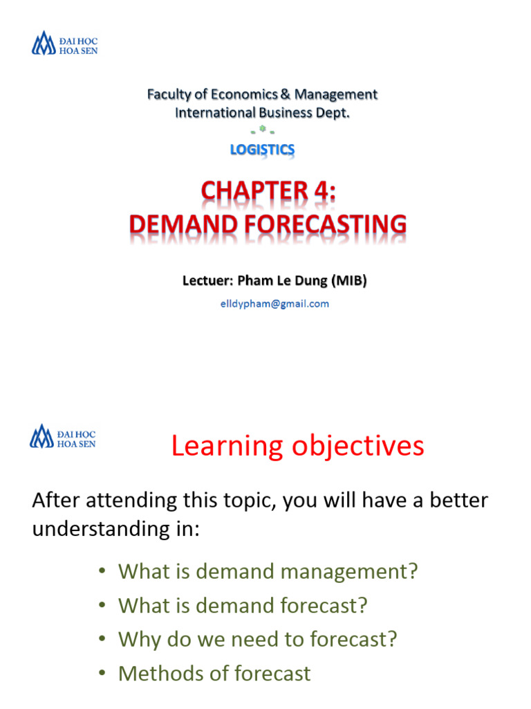 (Logistics) Chap 4 - Demand Forecasting - by PhamLe Dung - To SV | PDF | Forecasting | Demand