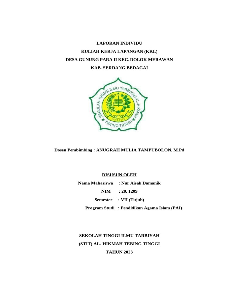 Laporan Individu KKl Nur Aisah Dmk | PDF