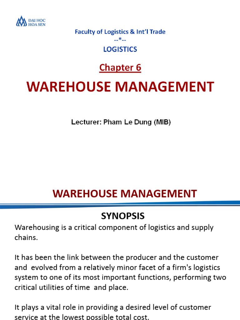 (Logistics) Chap 6 - Warehouse Management R | PDF | Warehouse | Logistics