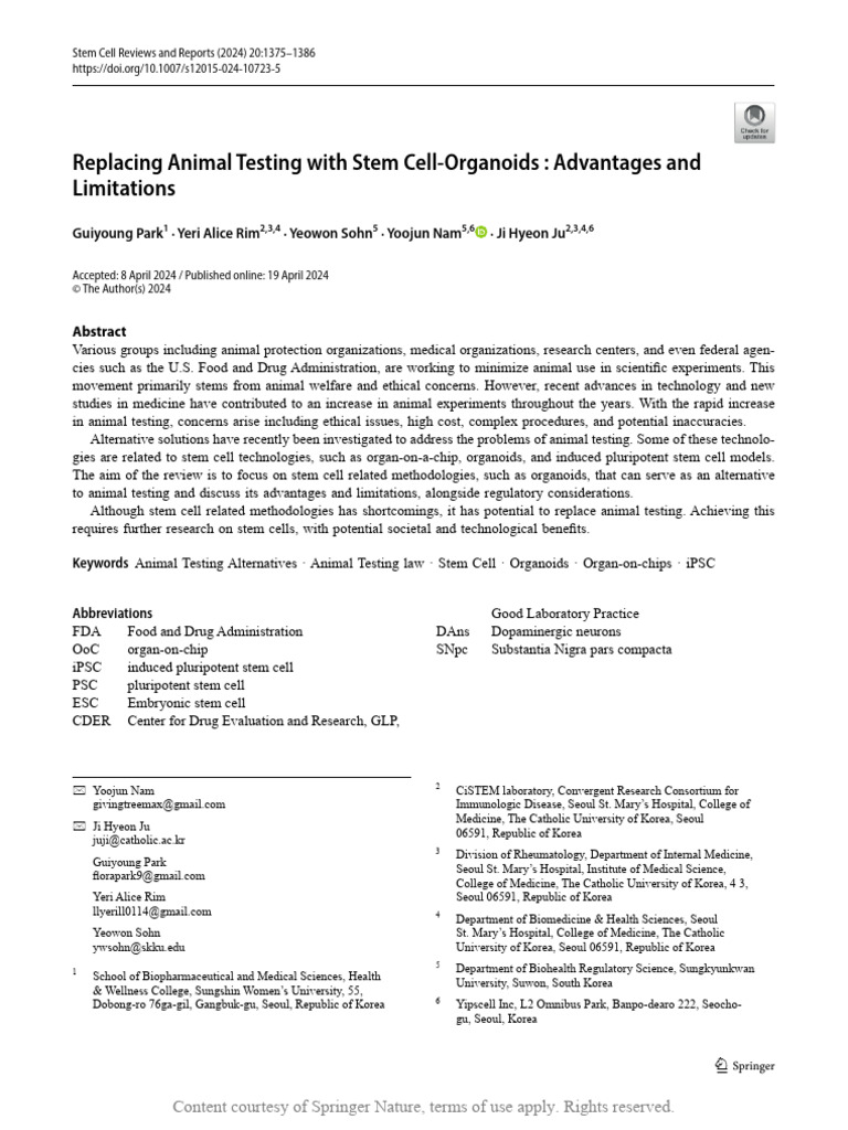 Replacing Animal Testing With Stem Cell-Organoids | PDF | Animal ...