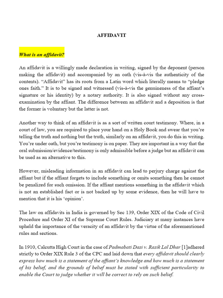 Affidavit Formats | PDF | Affidavit | Common Law