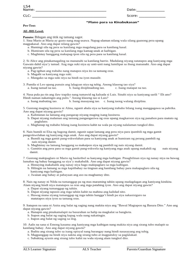 Worksheets LS4 - Planning For Future | PDF