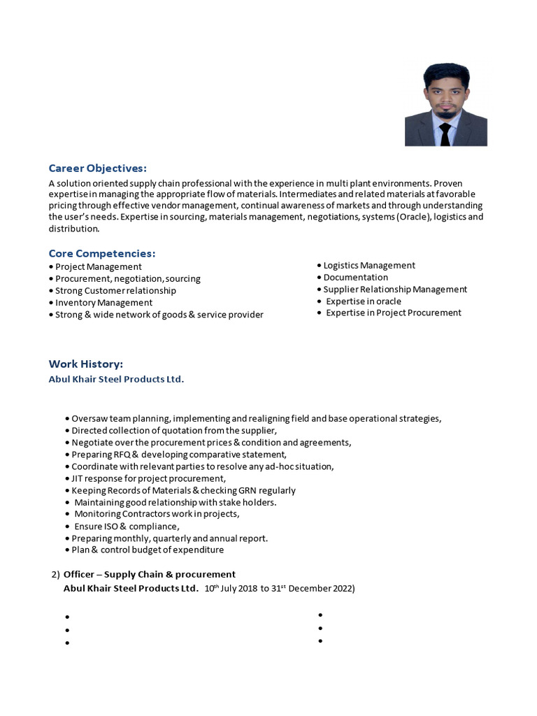 CV of Jabed Hossen For TSD Store | PDF | Procurement | Business